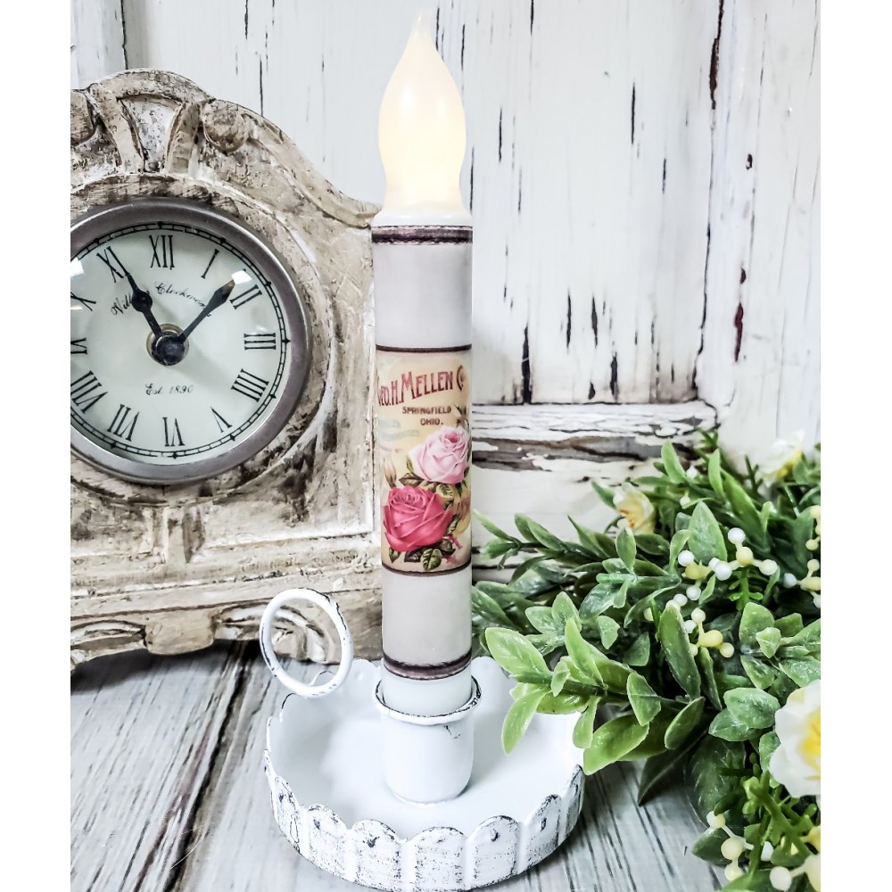 Vintage Seed Packet Rose Flower Timer Taper Candle - Vintage Farmhouse ...